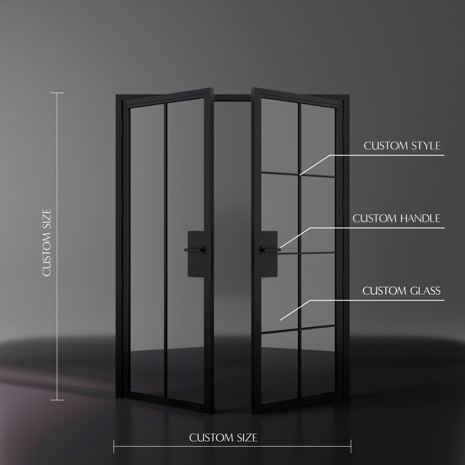 Interior double steel & glass doors | AlpadaDoors